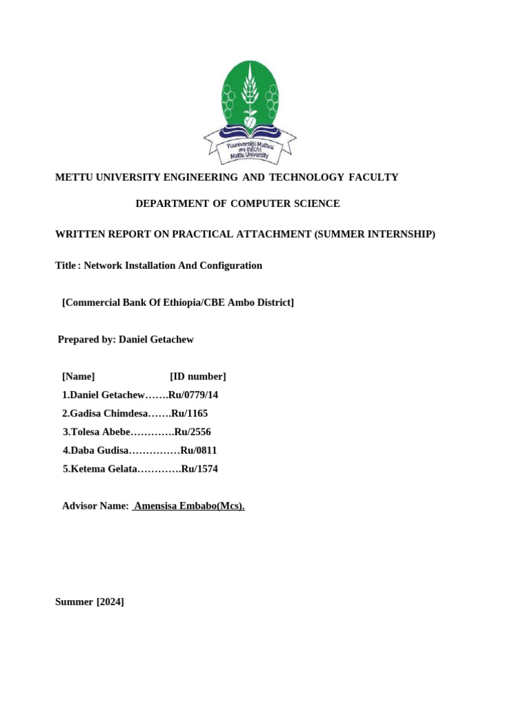 Network Installation Report CBE | PDF | Computer Network | Wireless Access Point