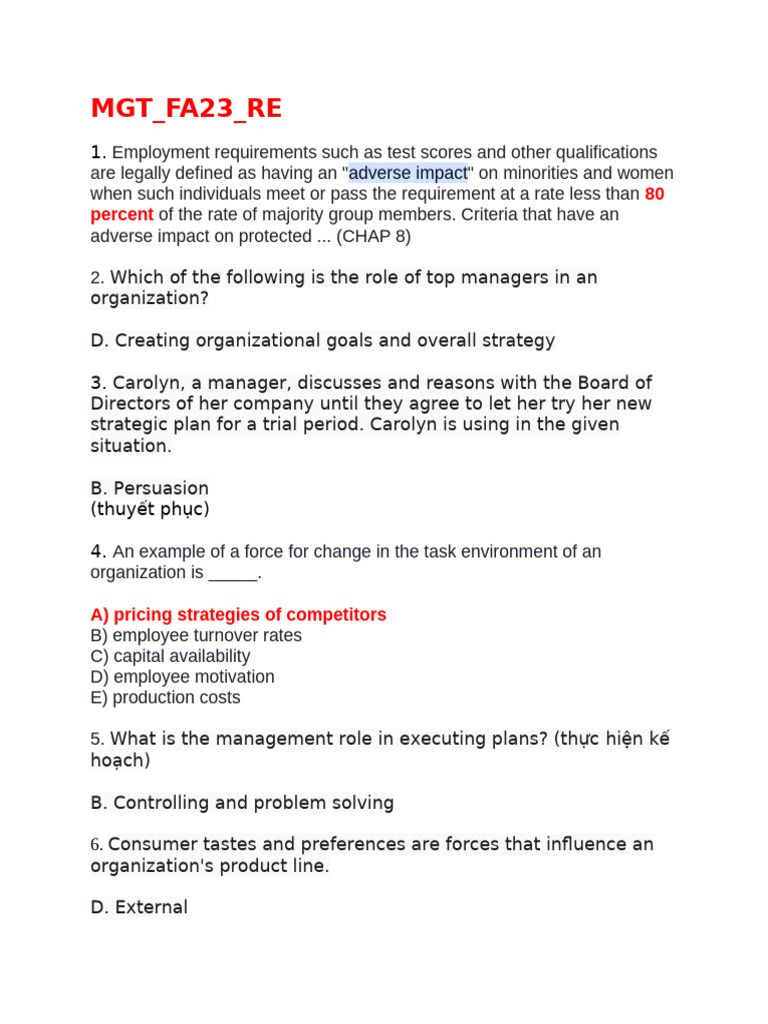 MGT_FA23_RE | PDF | Leadership | Incentive