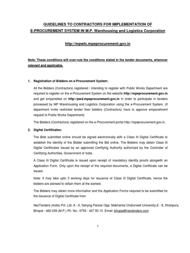 Guidelines To Contractors | PDF | Public Key Certificate | Payments