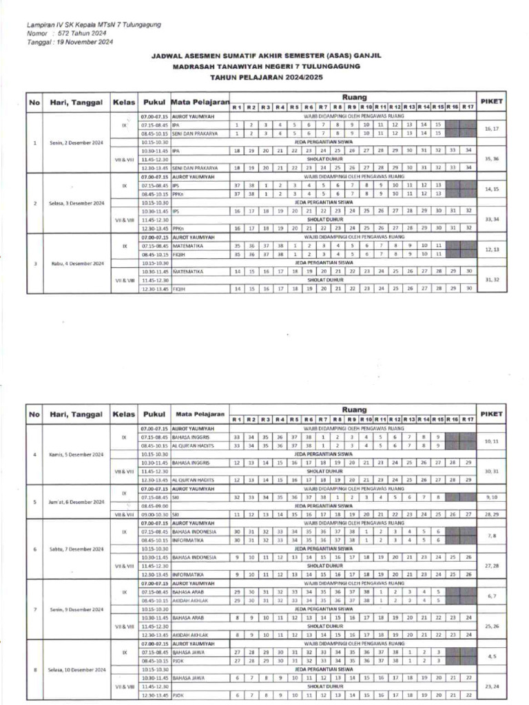 JADWAL ASAS GANJIL 2024 OK | PDF