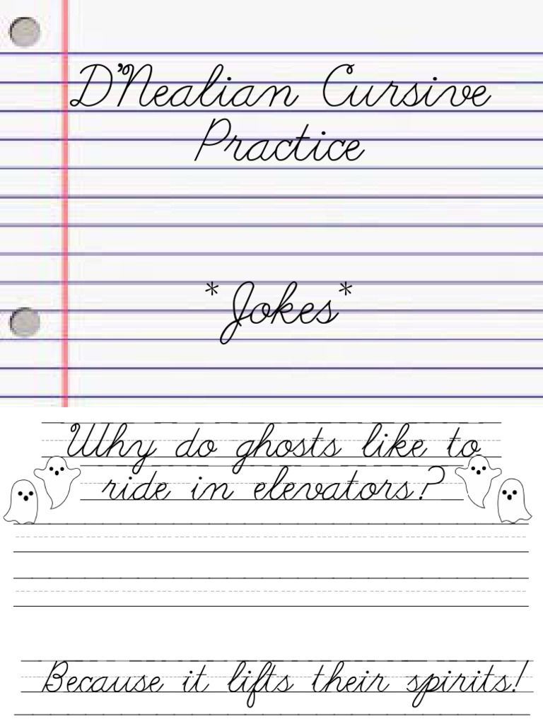 D'Nealian Cursive Practice Jokes | PDF