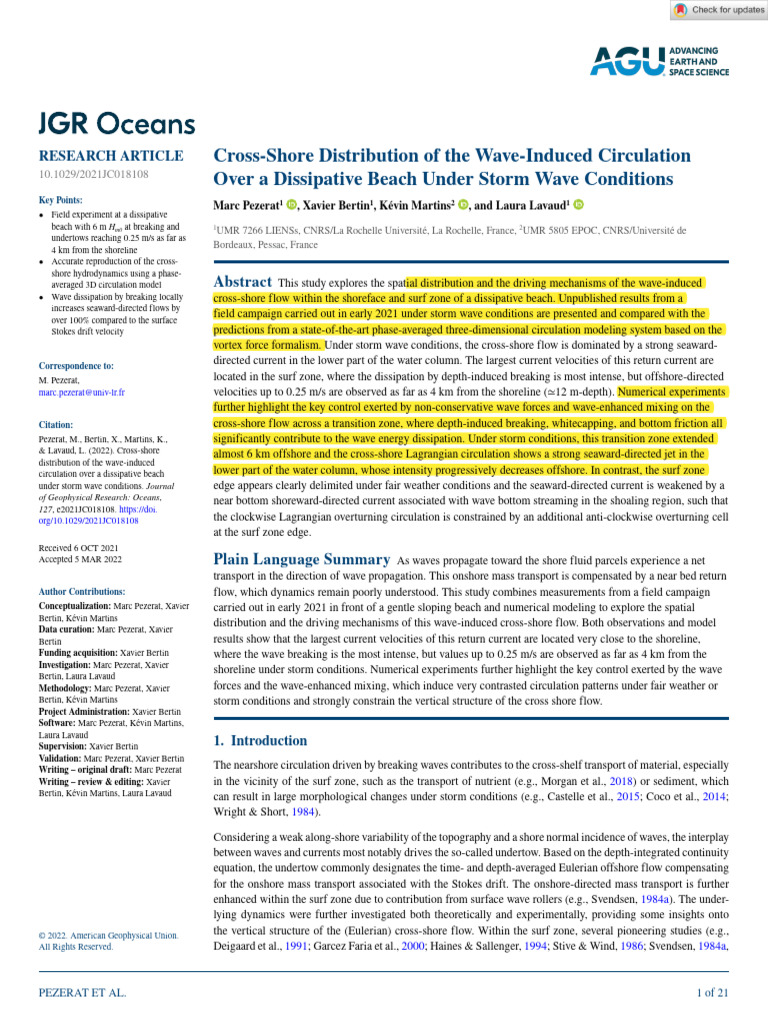 Pezerat - JGR Oceans - 2022 Cross‐Shore Distribution of the Wave ...
