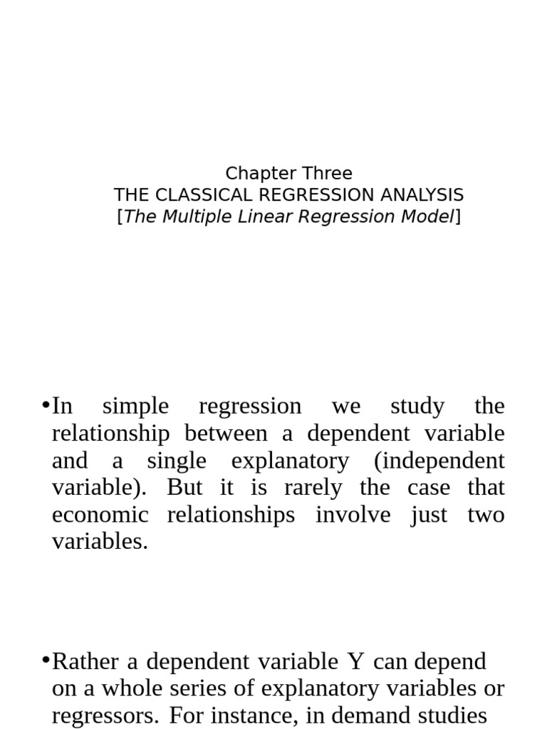 Econometrics Chapter Three 1 Pdf Linear Regression Errors And