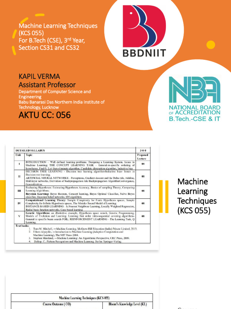 Machine Learning Techniques (KCS 055) 04.09.2023 | PDF | Data | Machine Learning