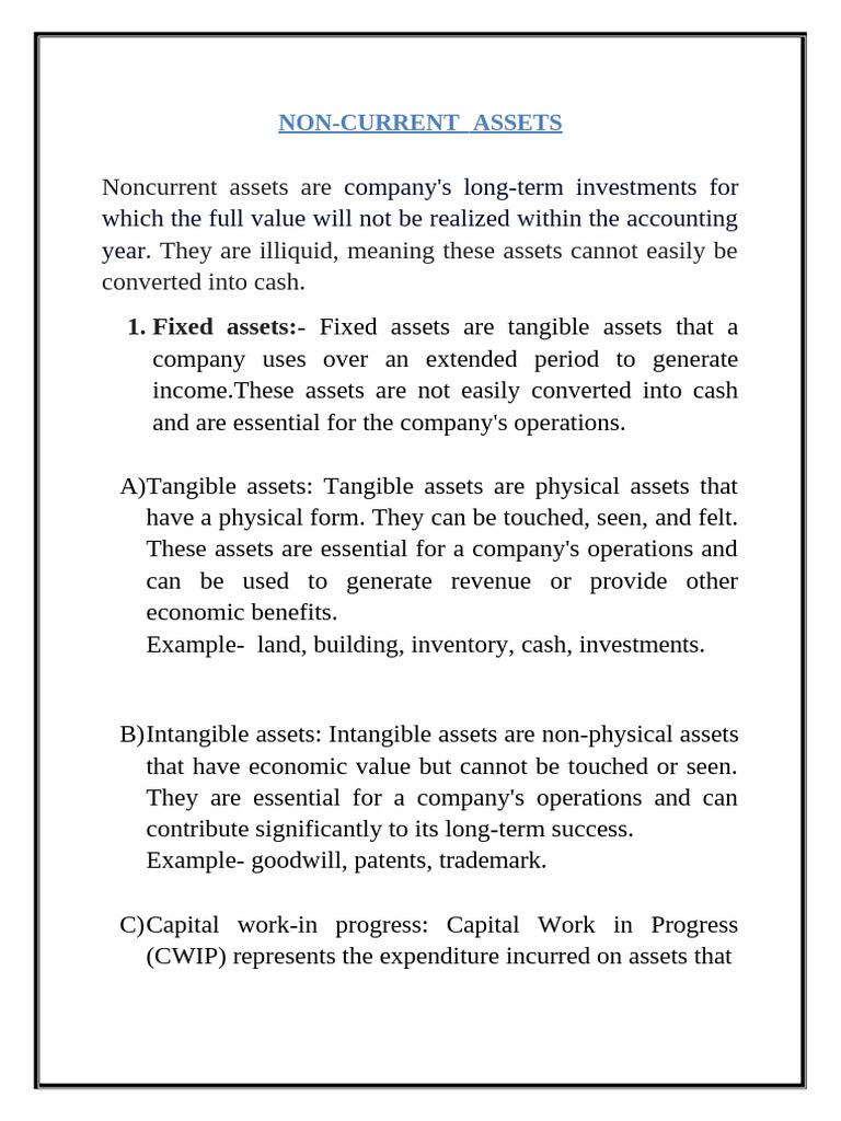 Non Current Assets-1 | PDF | Intangible Asset | Financial Economics