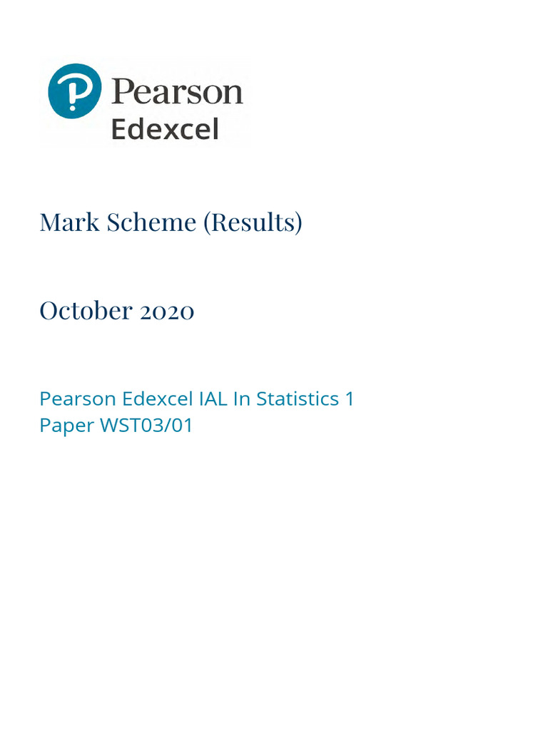 Edexcel S3 October 2020 MS | PDF | Standard Deviation | Standard Error