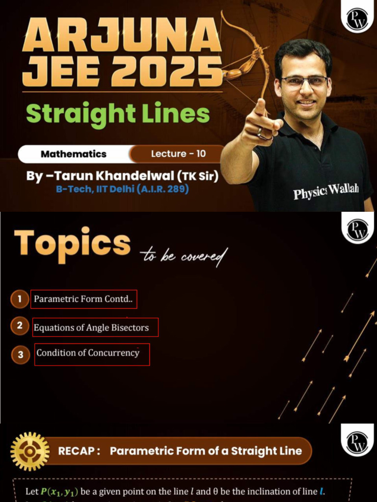 Straight Lines 10 - Class Notes - Arjuna JEE 2025 | PDF