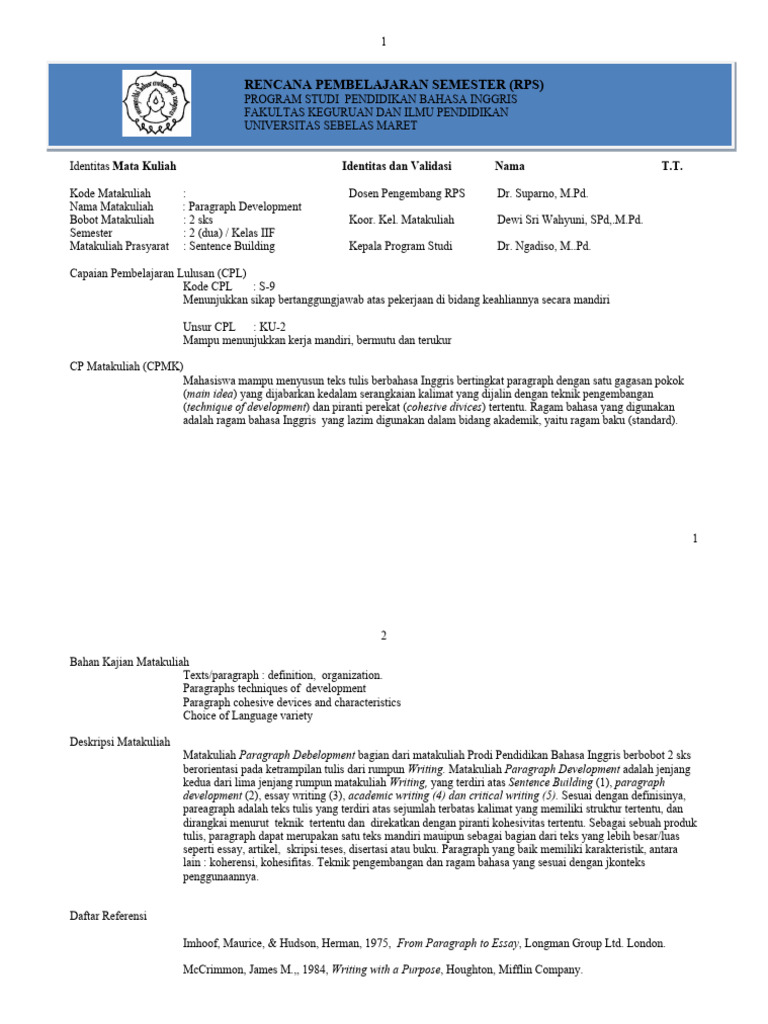 RPS Paragraph Development | PDF