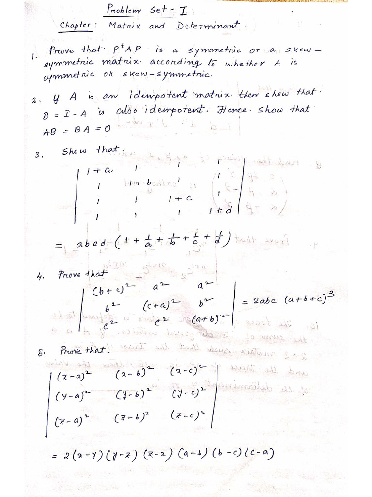 Problem Set-I_Matrix Determinant | PDF