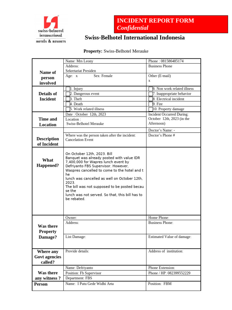Incident Report Form | PDF