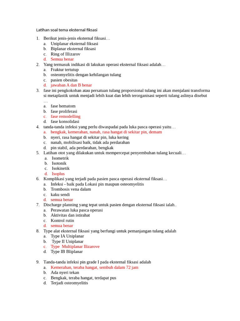 Latihan Soal Eksternal Fiksasi Tulang | PDF