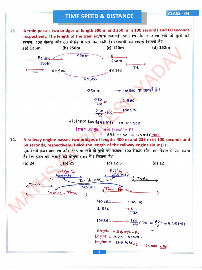 Time Speed & Distance Notes 09-11 | PDF