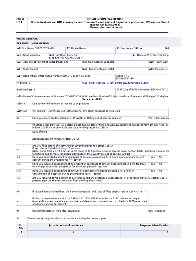 Gurpreet ITR Form 23-24 (1) | PDF | Taxes | Expense