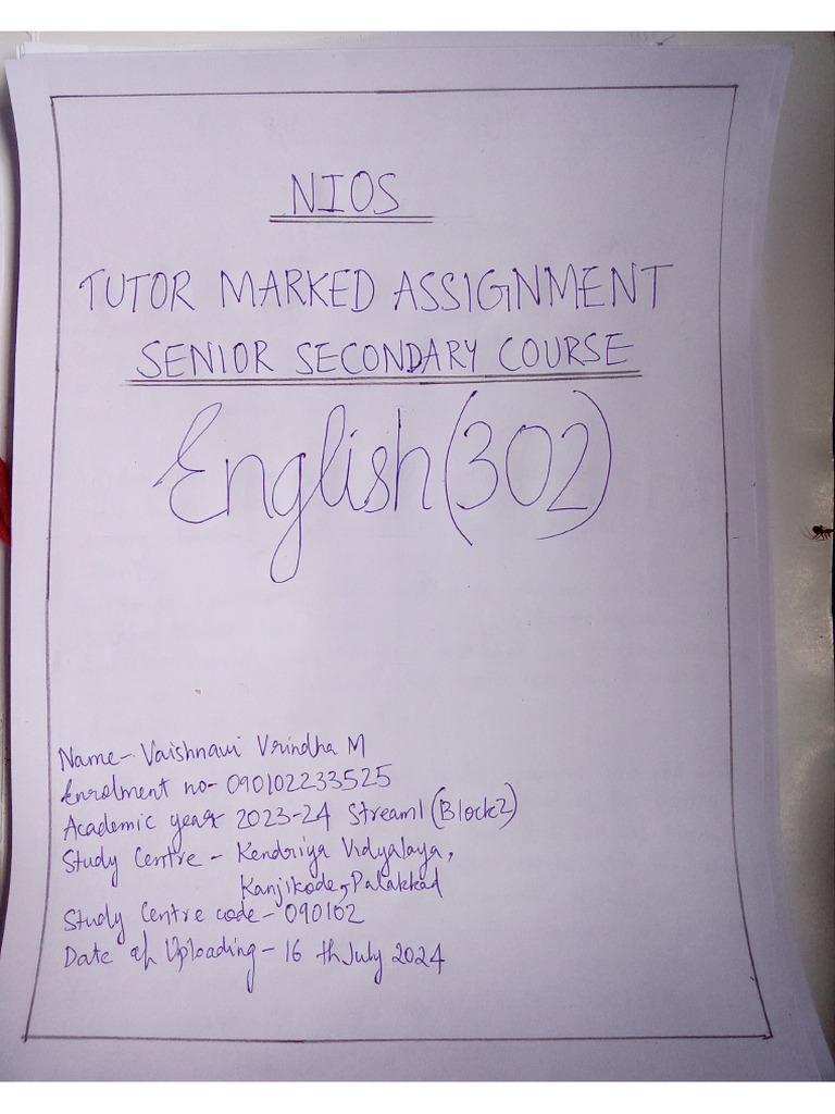 Nios English Assignment October 2024 | PDF