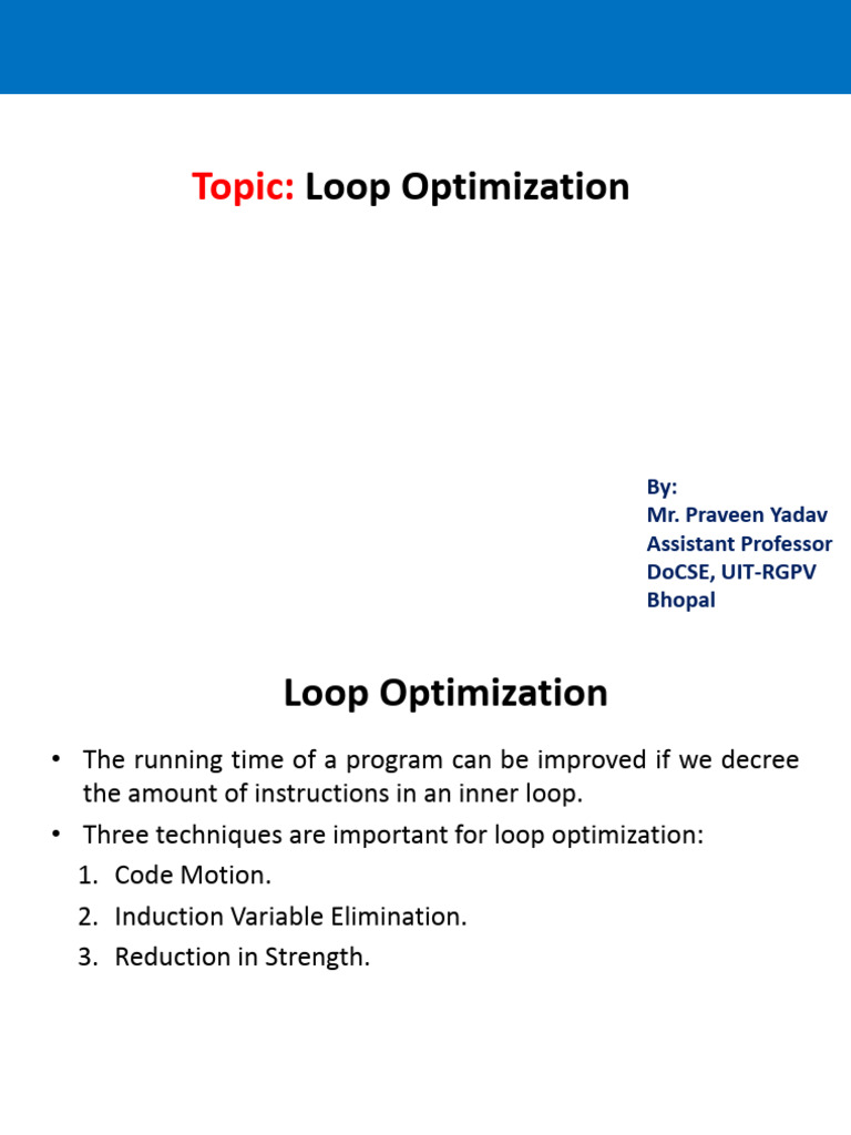 Loop Optimization | PDF | Control Flow | Program Optimization Loop Optimization | PDF | Control Flow | Program Optimization