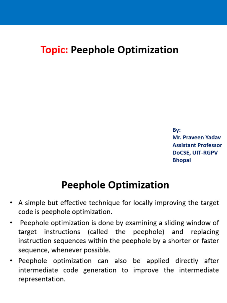 Peephole Optimization | PDF | Program Optimization | Control Flow