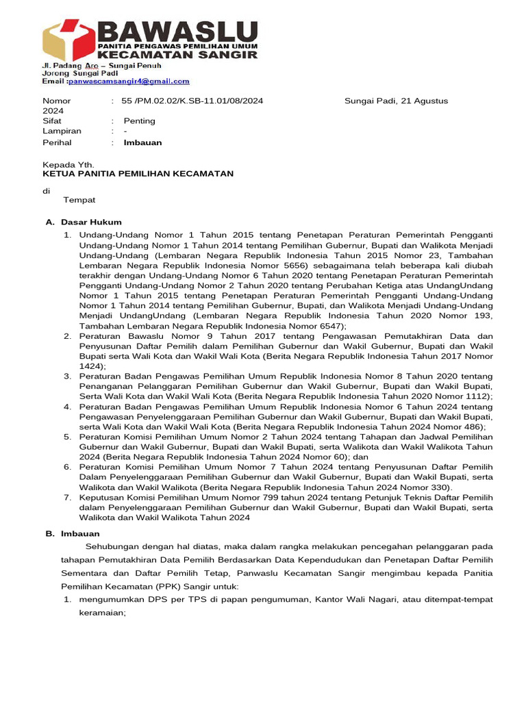 Imbauan Pemutakhiran Data Pemilih | PDF