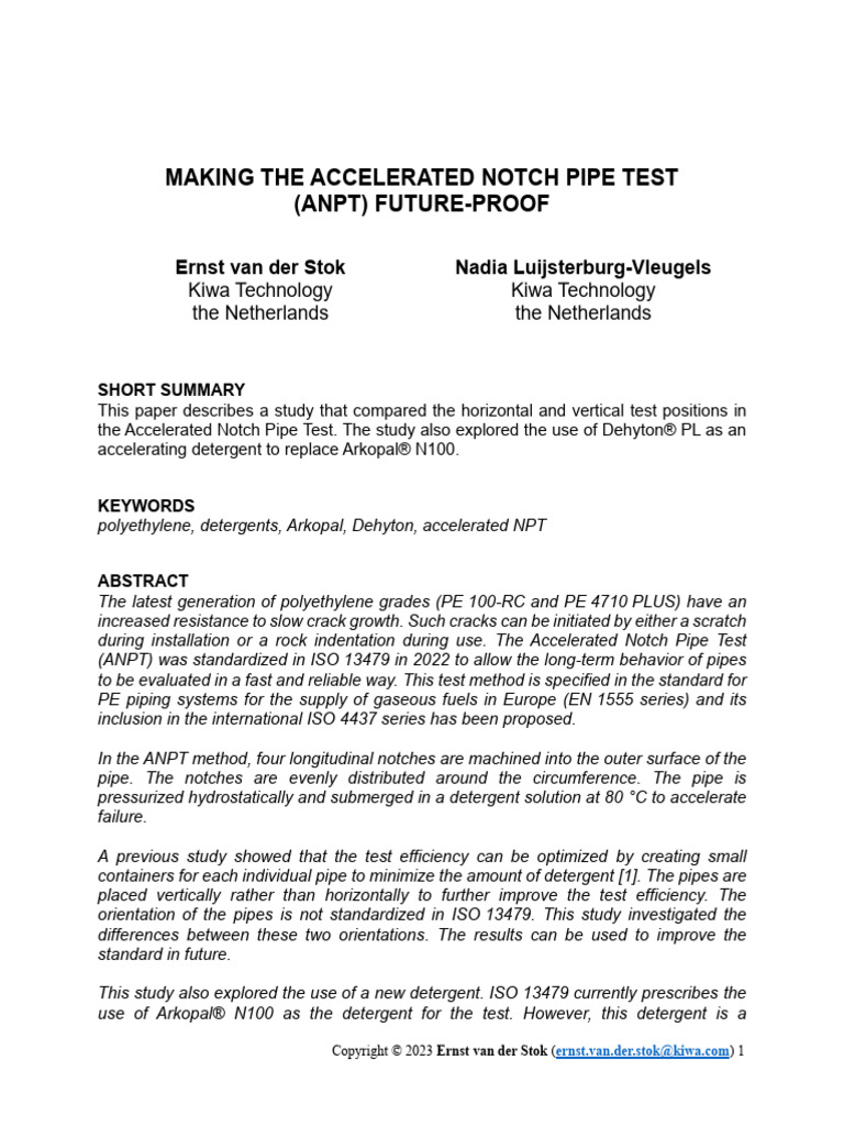 Ppxxi Making The Accelerated Notch Pipe Test Anpt Future Proof | PDF ...