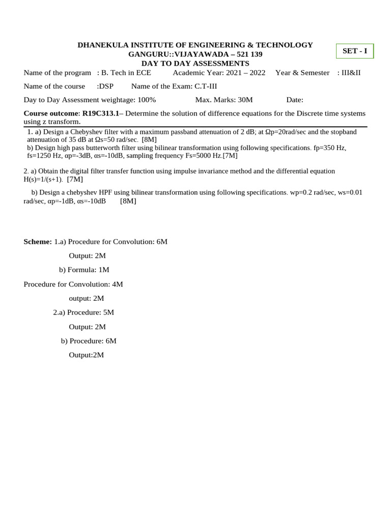 DSP Filter Design Assessment Guide | PDF | Filter (Signal Processing ...