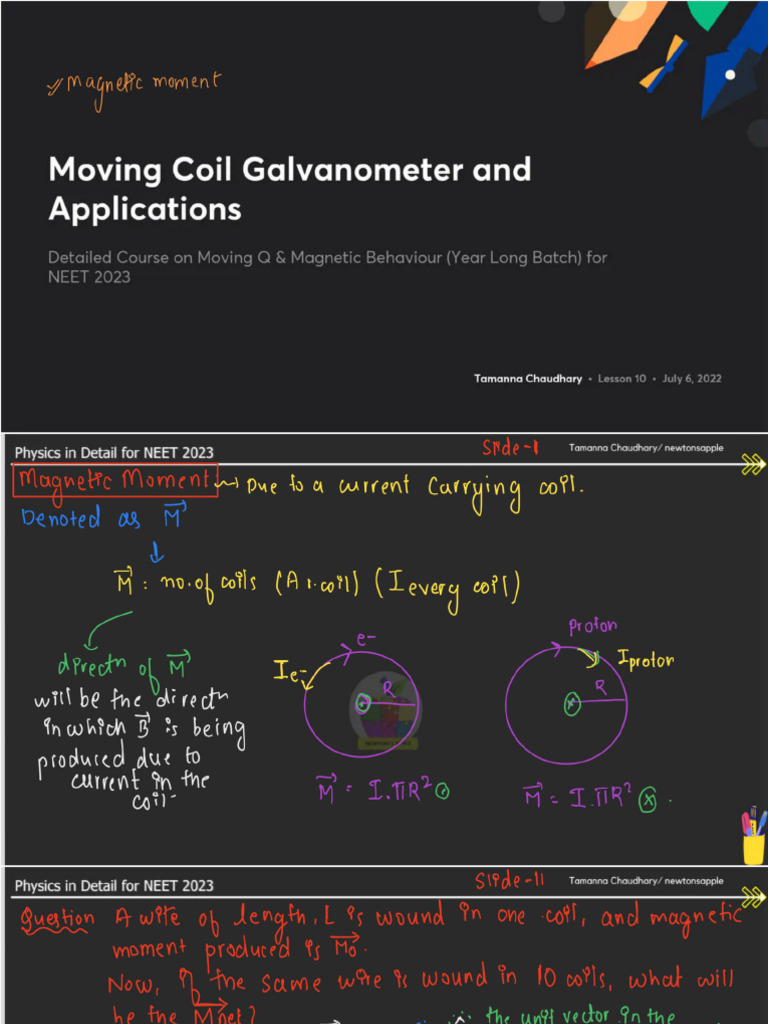 Moving Coil Galvanometer and Applications With Anno | PDF