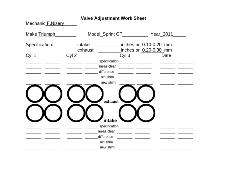Valve Worksheet | PDF