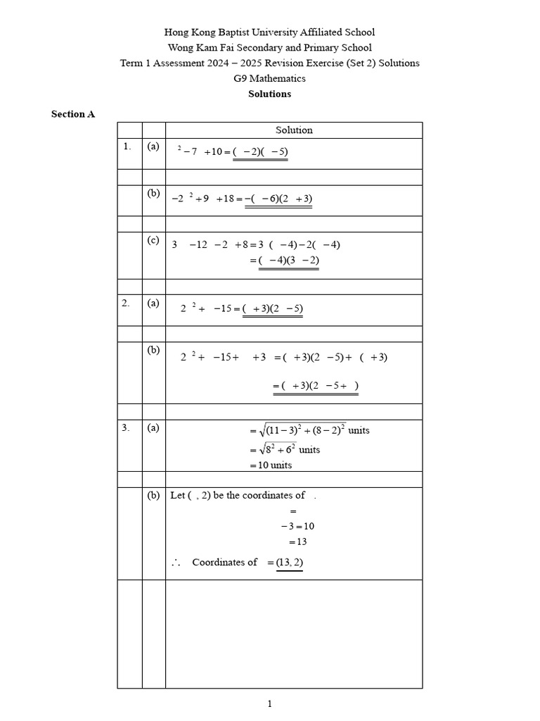 G9 Math Term 1 Assessment Solutions | PDF | Interest