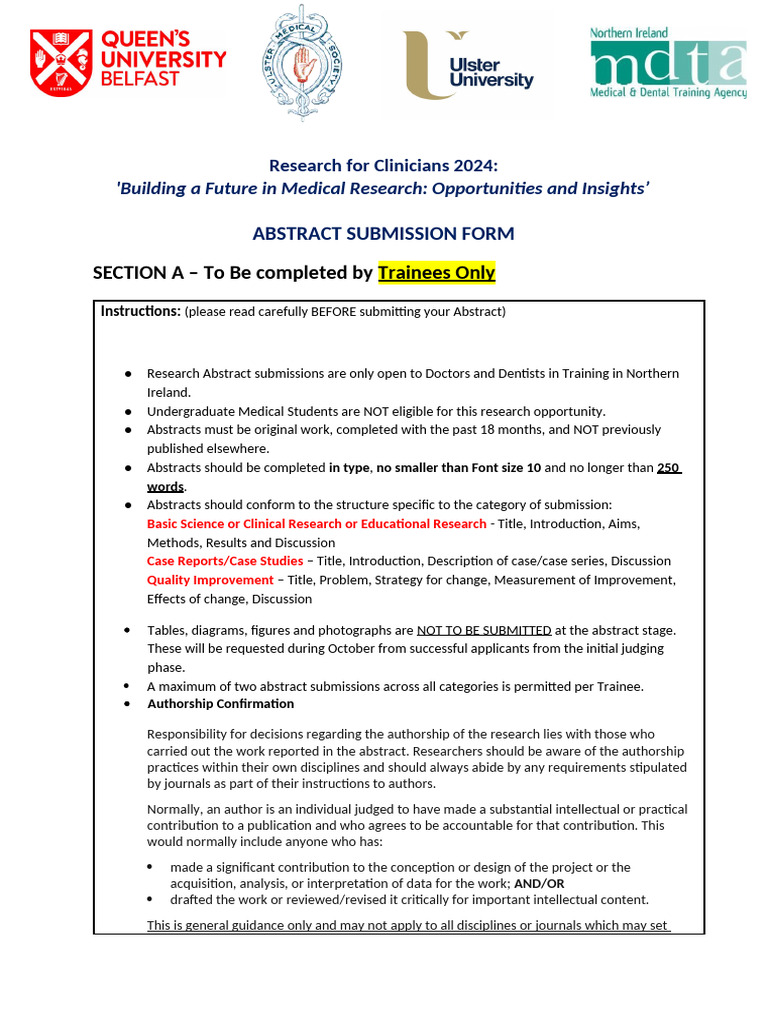 Abstract Submission Form 2024 Revised 2 | PDF | Science