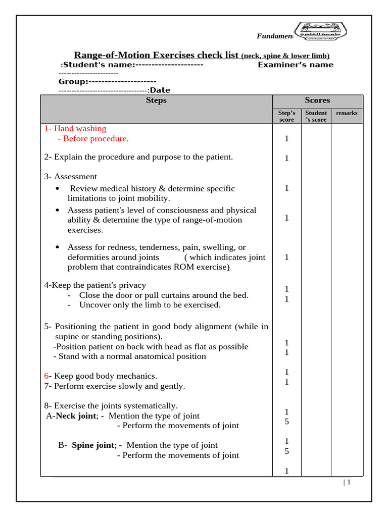 ROM check-list - lower mod (1) | PDF | Human Leg | Medical Specialties