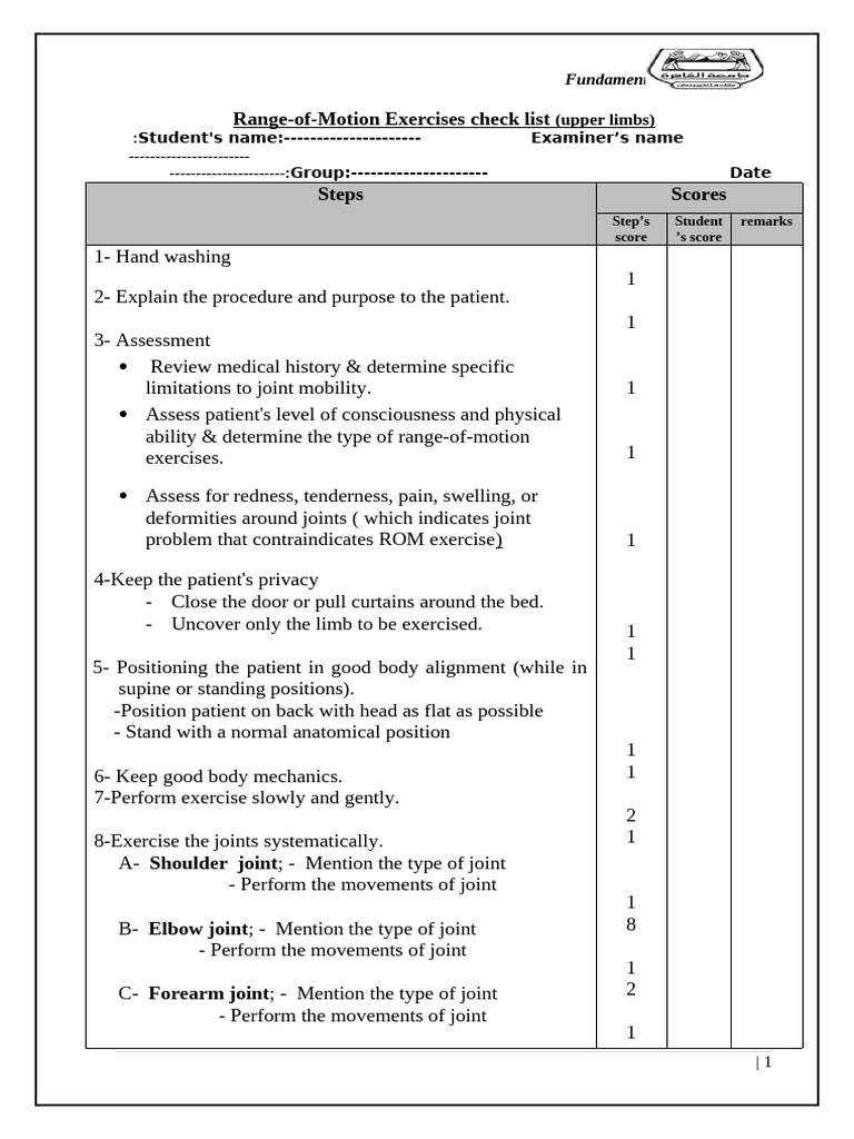 ROM Check-List - Upper Mod | PDF | Hand | Musculoskeletal System