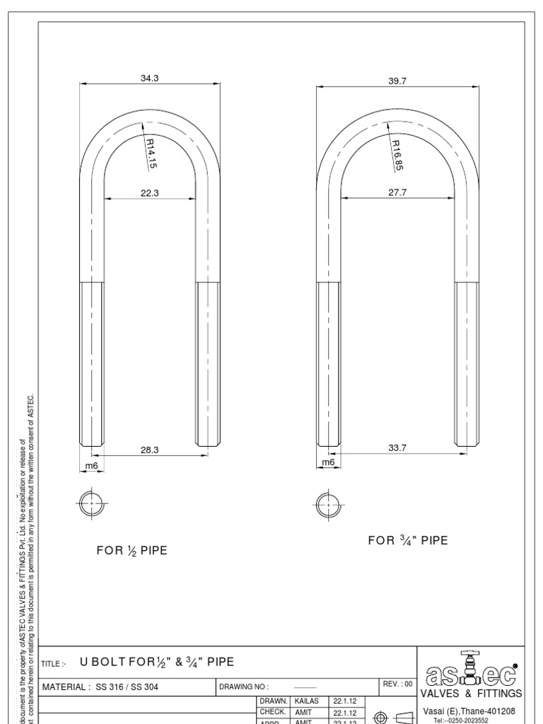 U-Bolt Specs for Large Pipes | PDF
