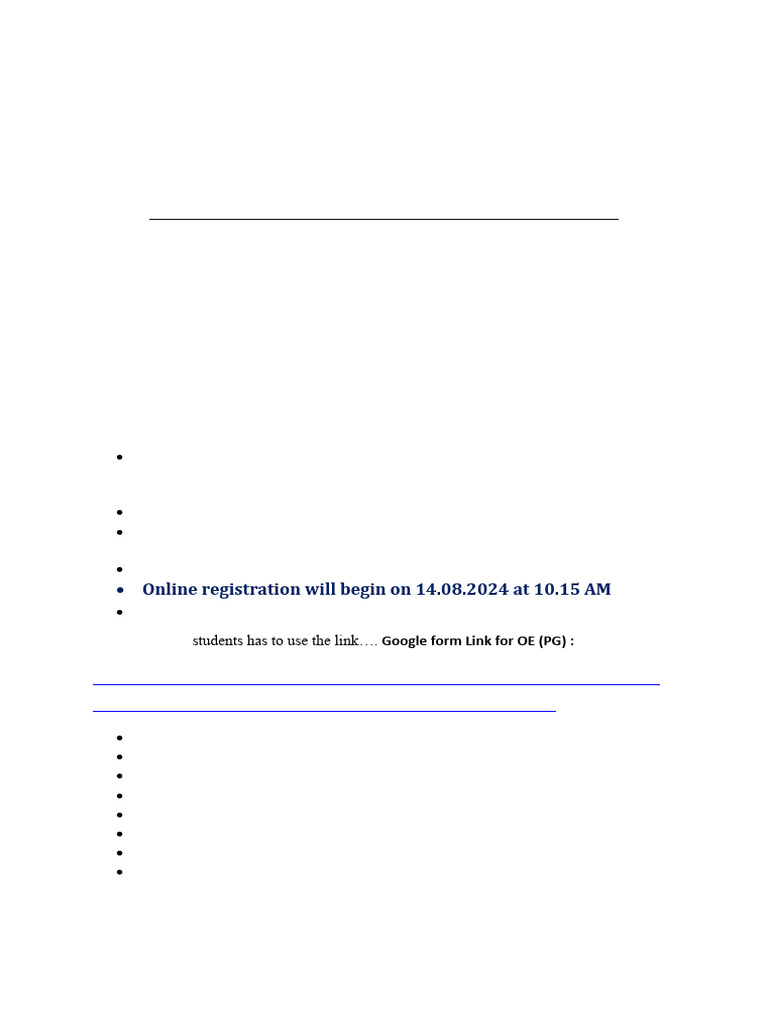 Link and Guidelines for selection of open elective PG 2024 | PDF | Science