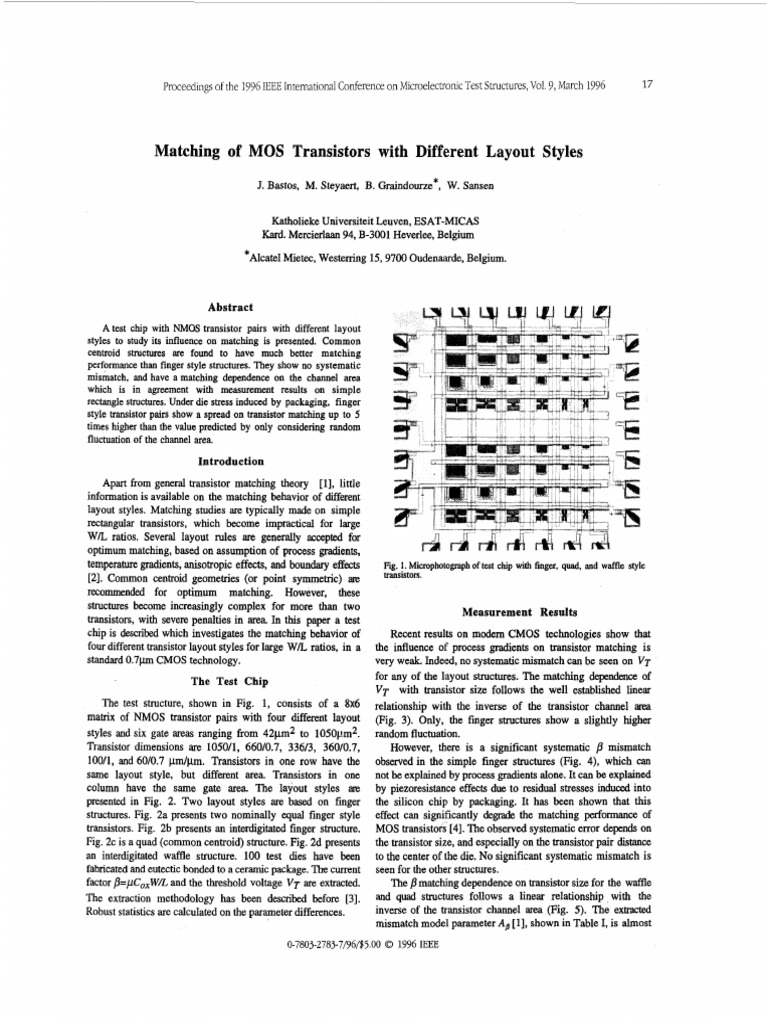 Matching of Mos Transistors With Different Layout Styles | PDF ...