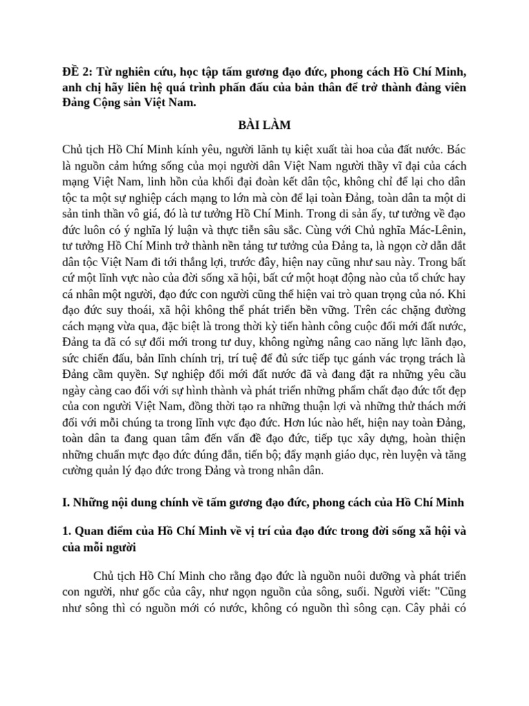 Bài thu hoạch Cảm tình Đảng | PDF