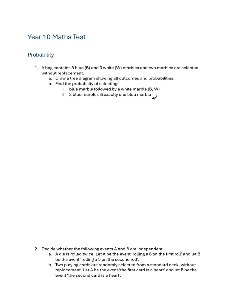 Year 10 Maths General Questions | PDF | Equations | Mathematics