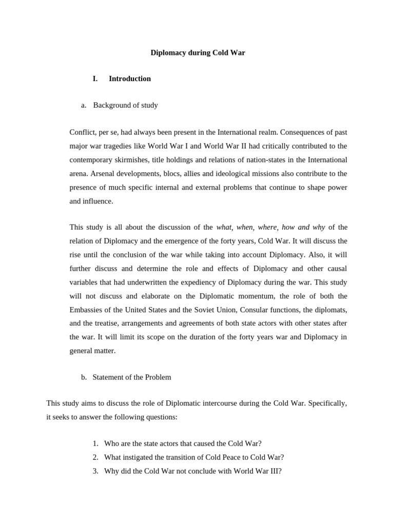 Cold War Diplomacy: Key Insights and Impact | PDF | International ...
