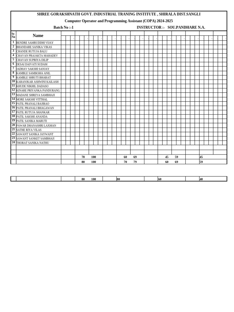 Copa Progress Chart New | PDF