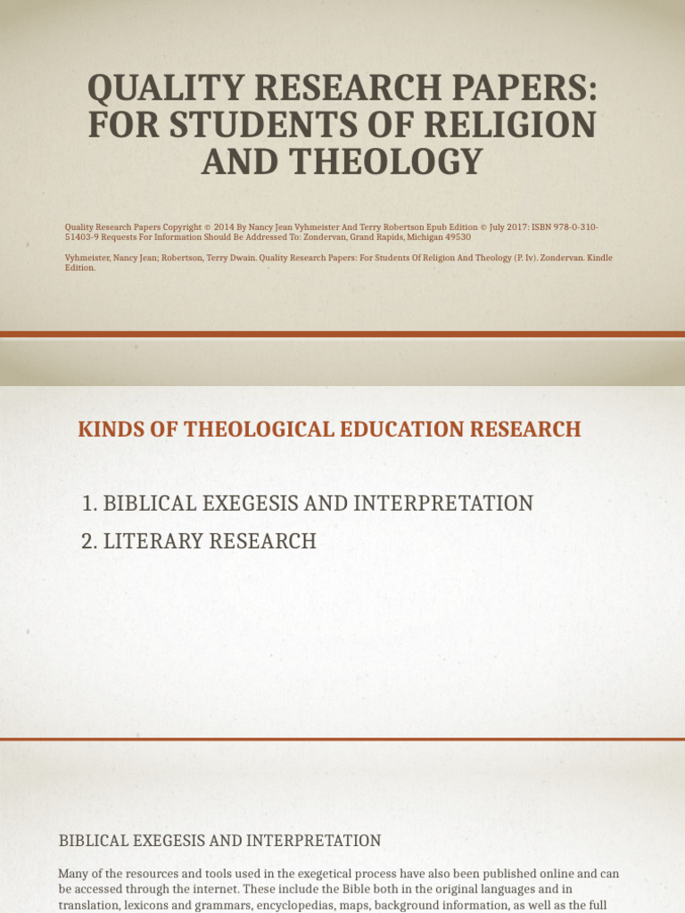 Theological Research | PDF | Exegesis | Bible