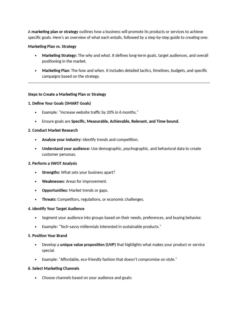 How to Create a Marketing Plan Guide | PDF