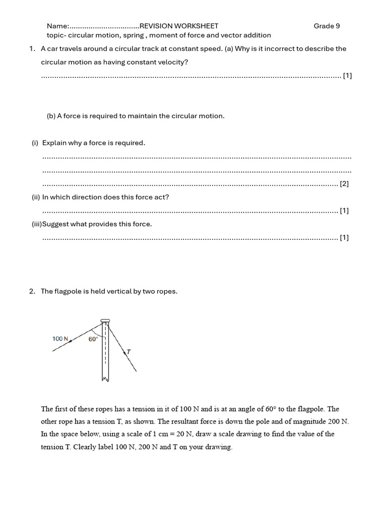 Revision Worksheet | PDF