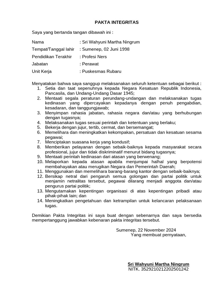 Pernyataan Yuni | PDF