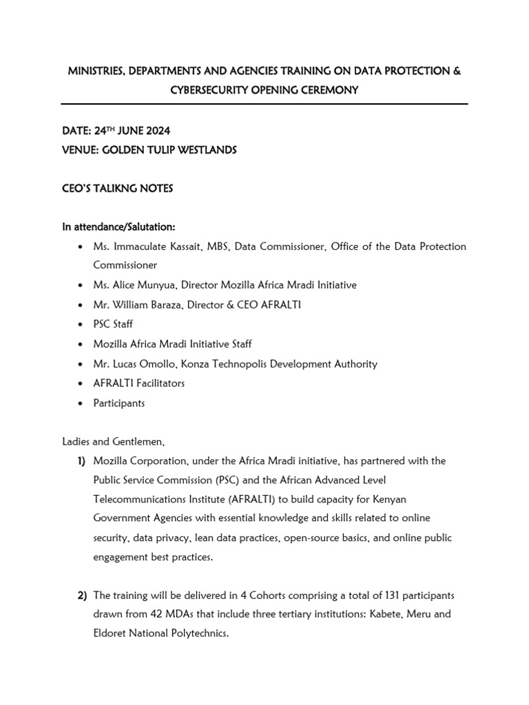 PSC - CEO's Talking Notes - Mozilla Training - June 2024 | PDF ...