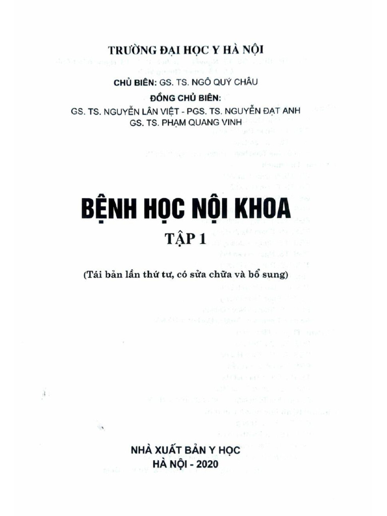 Benh Hoc Noi Khoa Tap 1 2020 | PDF
