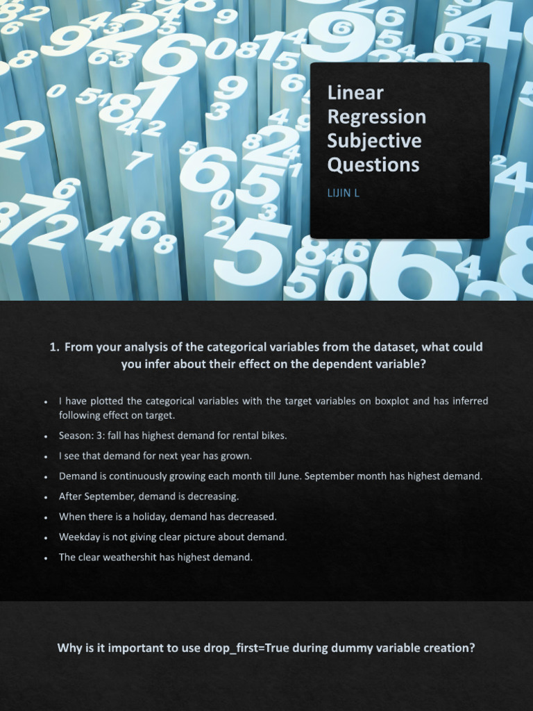 Linear Regression Subjective Questions | PDF | Regression Analysis ... Linear Regression Subjective Questions | PDF | Regression Analysis ...