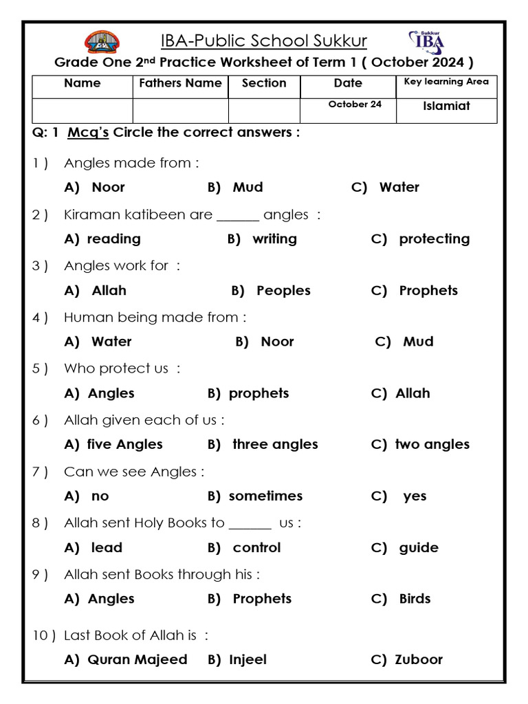 2nd Practice W.S Unit 4 & 5 | PDF | Prophets And Messengers In Islam ...