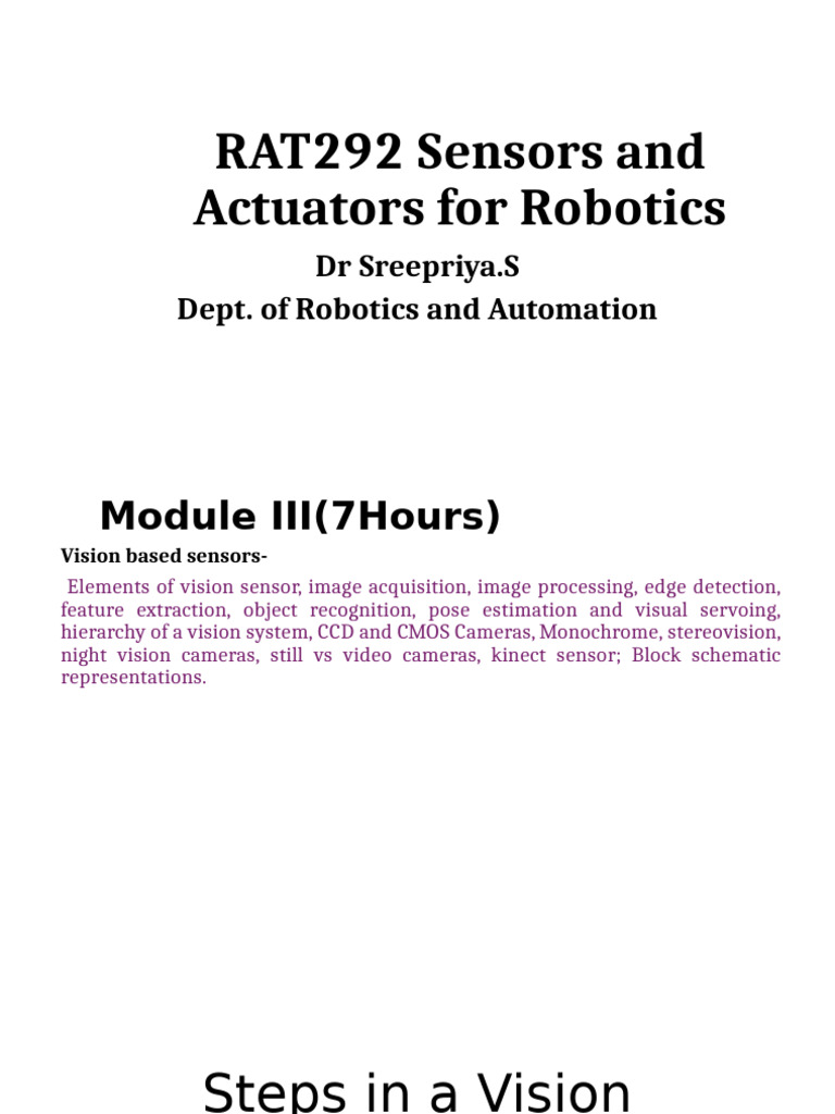 RAT292 M3 Part 2 Sensors and Actuators | PDF | Computer Vision | Camera