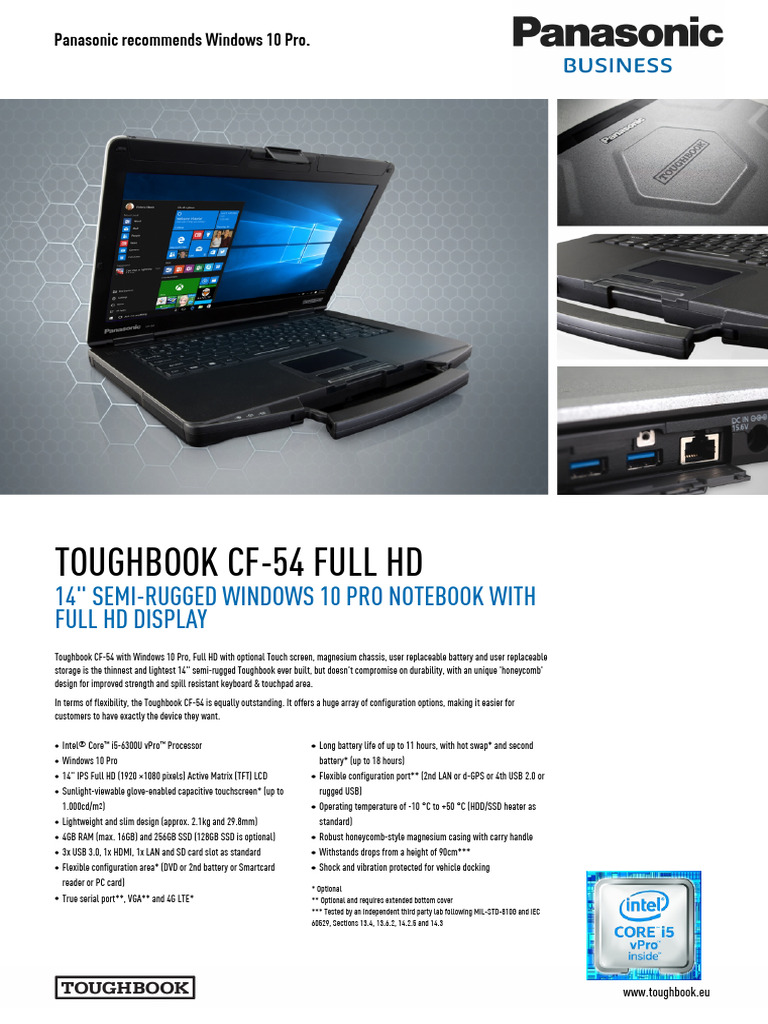 panasonic toughbook cf-54 mk2 specs pdf | PDF | Computer Hardware ...