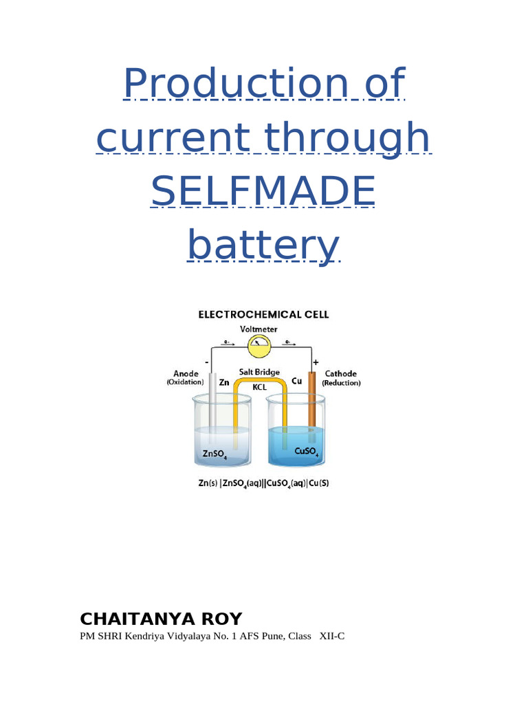 Class 12th Chemistry Project On Electrochemical Cells | PDF ...