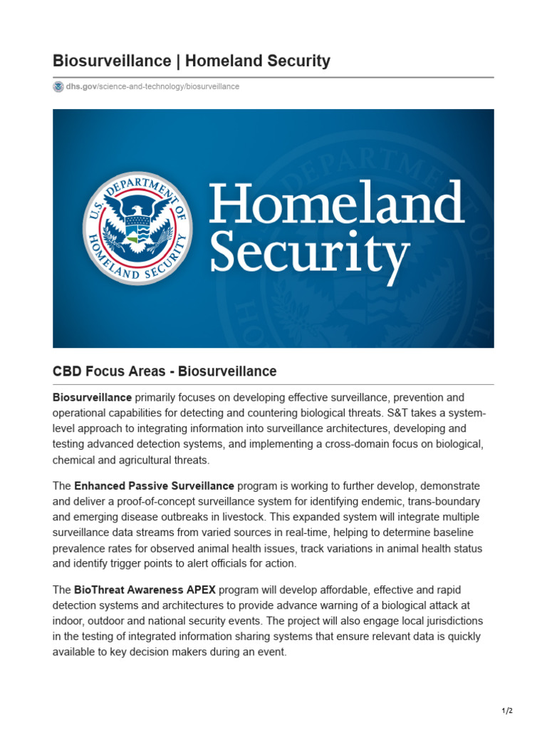 Biosurveillance Homeland Security | PDF