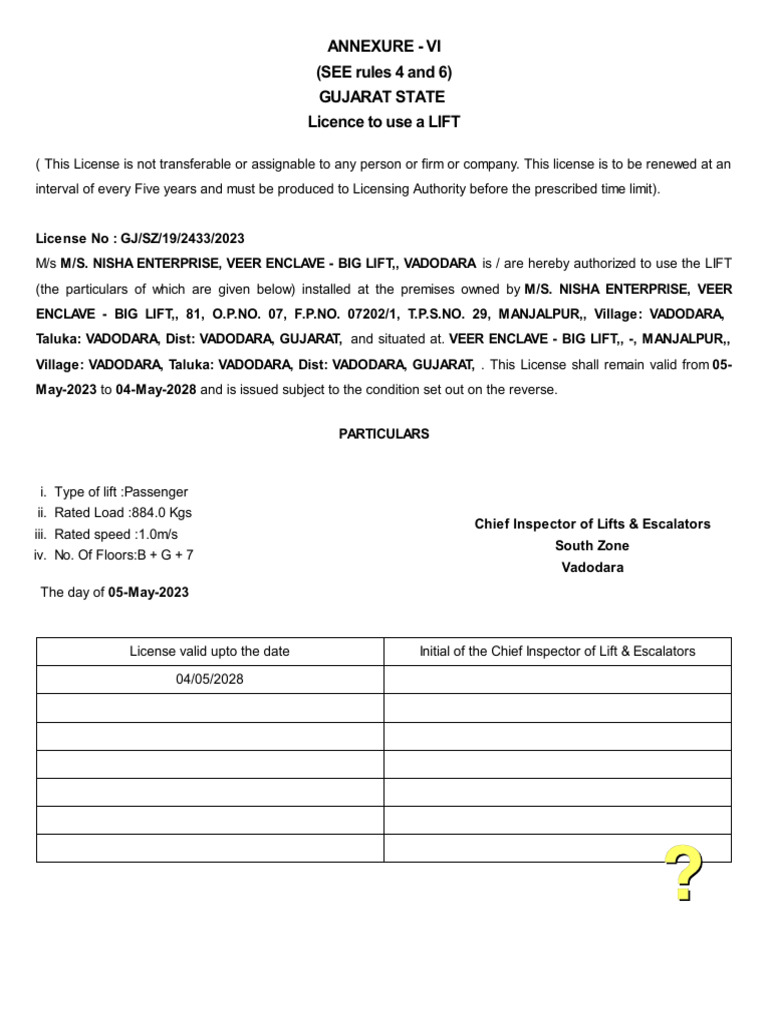 VEER ENCLAVE BIG (1) | PDF | Elevator | License