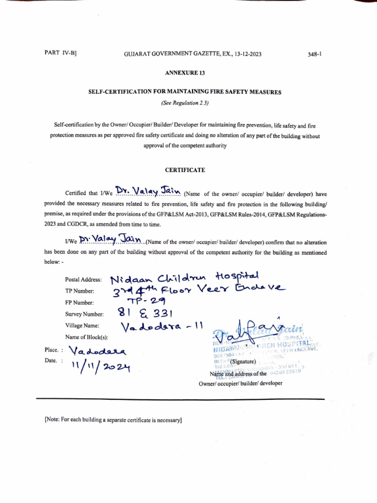 Self Certi Fire System Nidaan | PDF | Firefighting | Safety